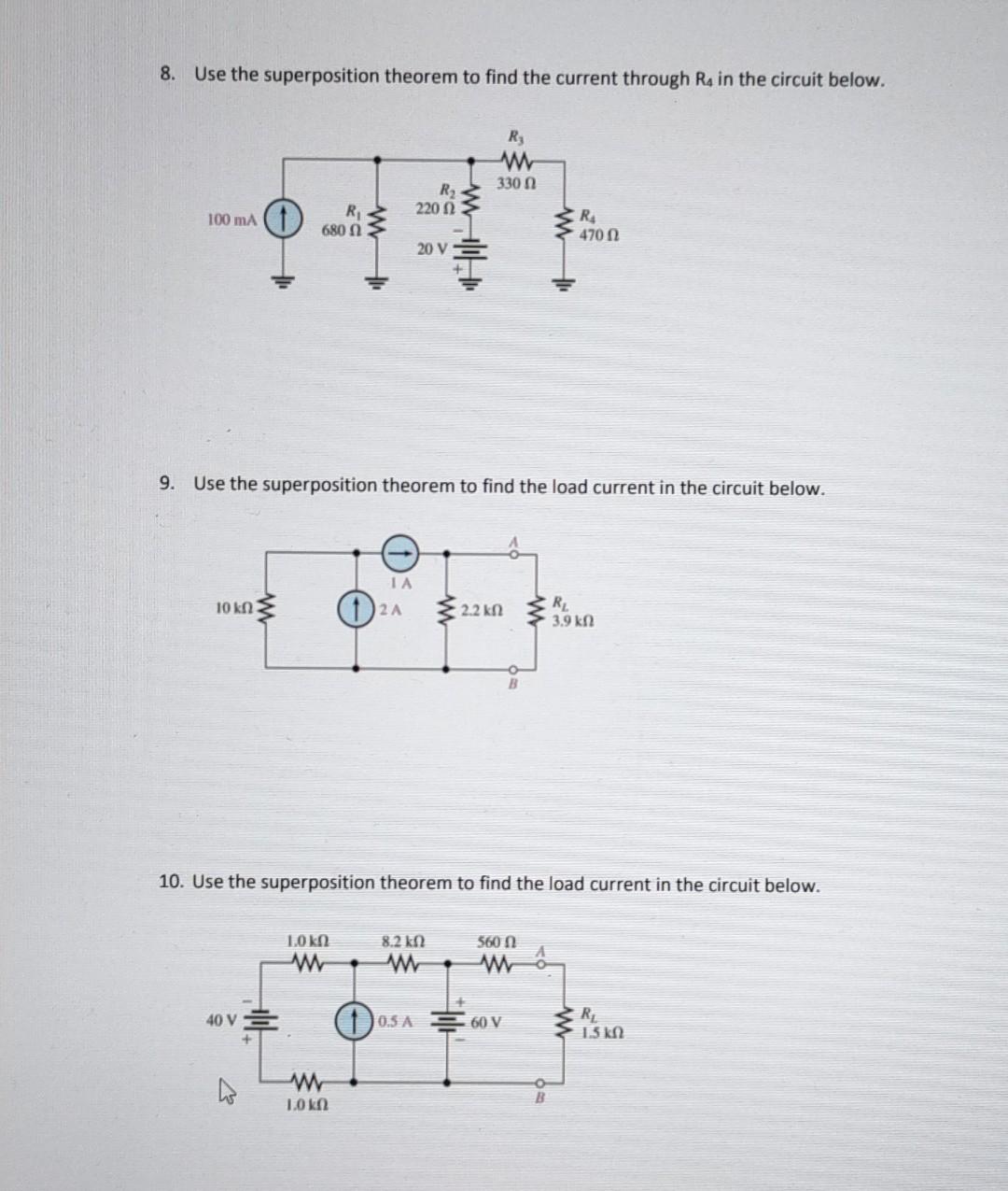 Solved 8. Use the superposition theorem to find the current | Chegg.com