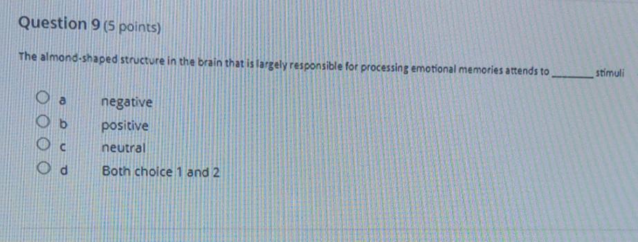 Solved Question 9 (5 points) The almond-shaped structure in | Chegg.com