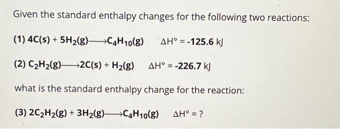 Solved Given the standard enthalpy changes for the following | Chegg.com