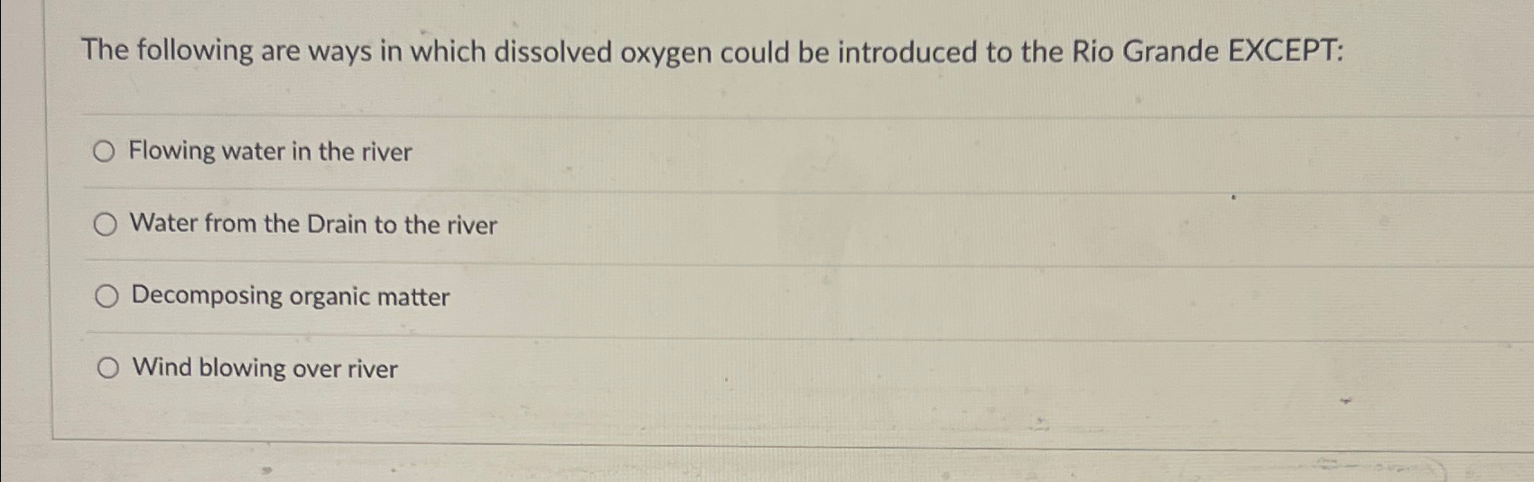 Solved The following are ways in which dissolved oxygen | Chegg.com