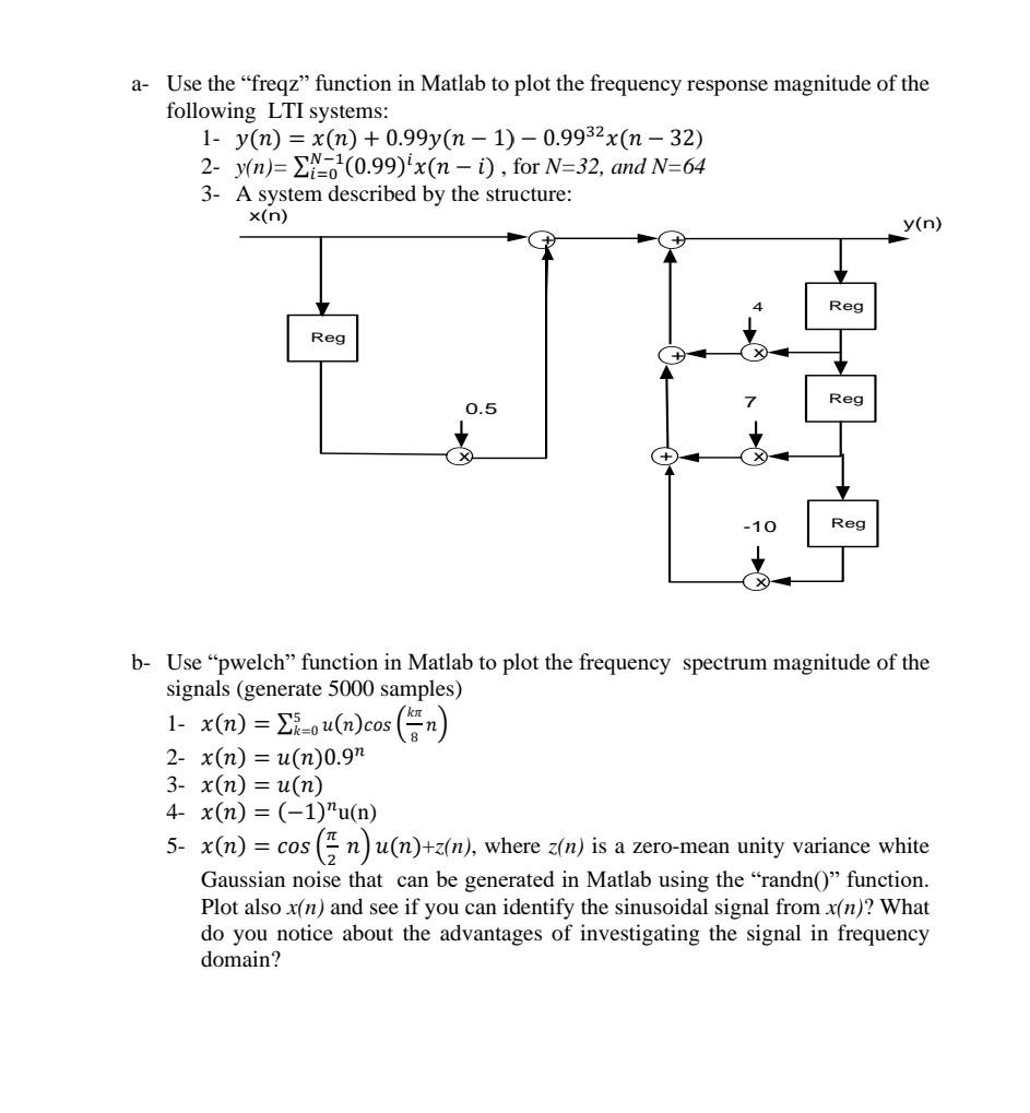 Solved A Use The Freqz Function In Matlab To Plot The 