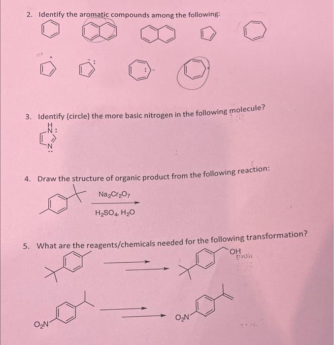 Solved 2. Identify the aromatic compounds among the | Chegg.com