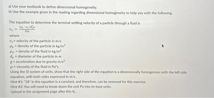 Solved a) Use your textbook to define dimensional | Chegg.com