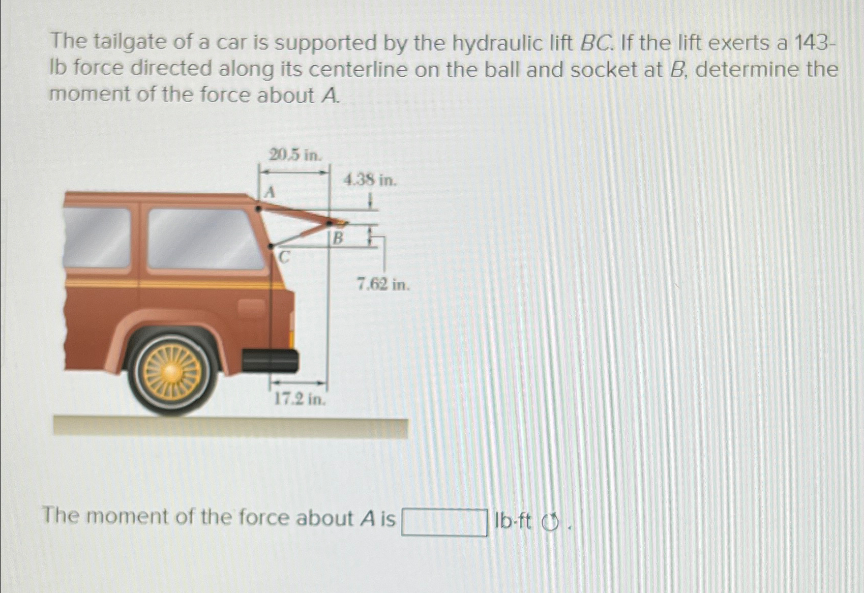 Solved The Tailgate Of A Car Is Supported By The Hydraulic