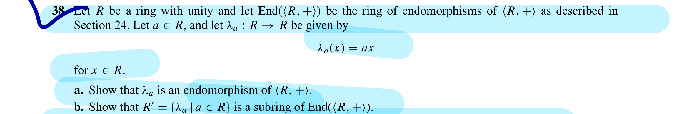 Solved Let R ﻿be a ring with unity and let End((:R,+:)) ﻿be | Chegg.com