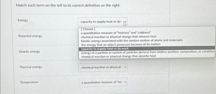 Solved Match each term on the left to its correct definition | Chegg.com
