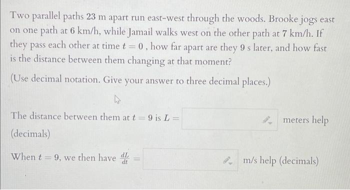 Solved Two parallel paths 23 m apart run east-west through | Chegg.com