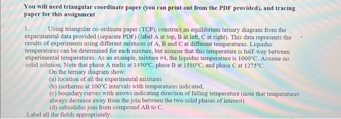 Solved You will need triangular coordinate paper (you can | Chegg.com