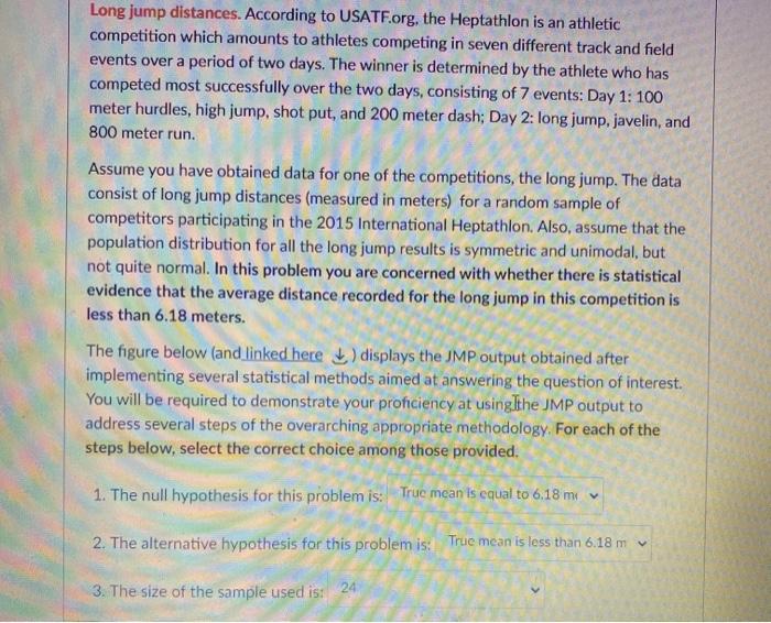 Solved Long jump distances. According to USATE.org, the | Chegg.com