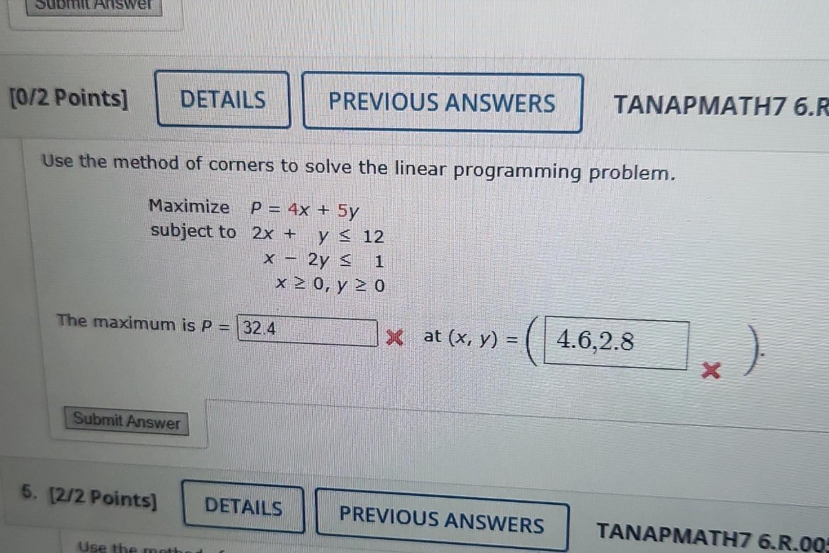 Use the method of corners to solve the linear | Chegg.com