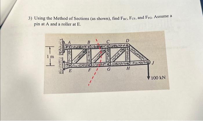 Solved 3) Using the Method of Sections (as shown), find | Chegg.com