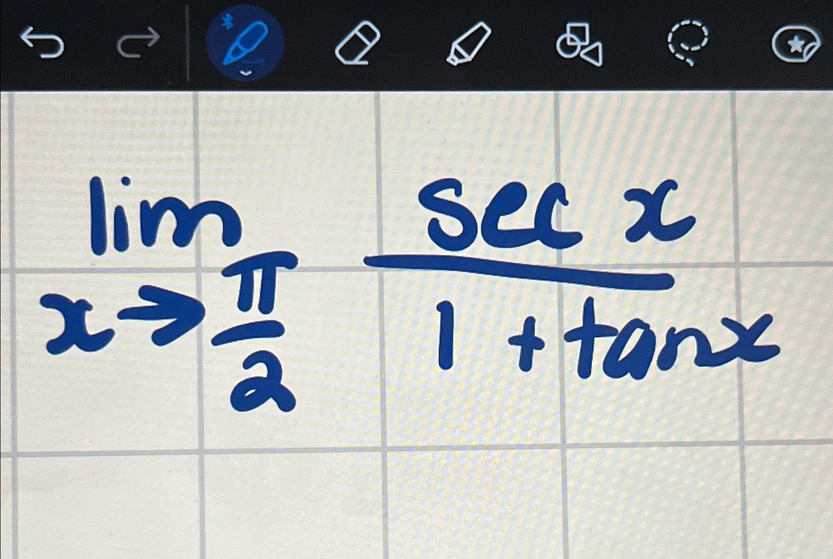 Solved limx→π2secx1+tanx | Chegg.com