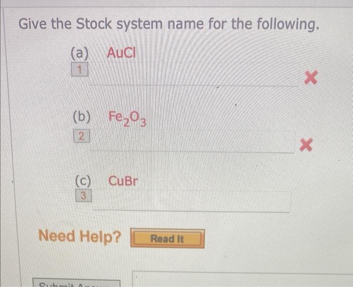 Solved Give the Stock system name for the following. (a) | Chegg.com