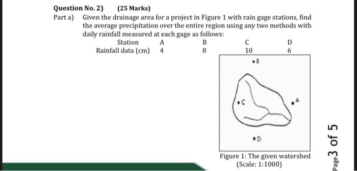 Solved Question No. 2) (25 Marks) Parta) Given the drainage | Chegg.com