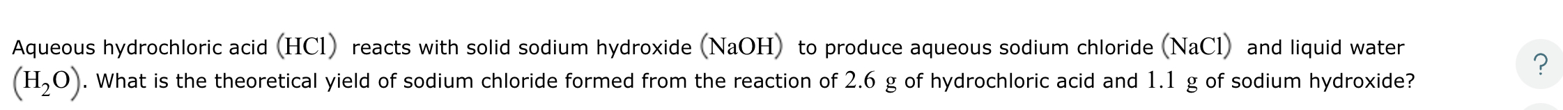 Solved Aqueous hydrochloric acid (HCl) ﻿reacts with solid | Chegg.com