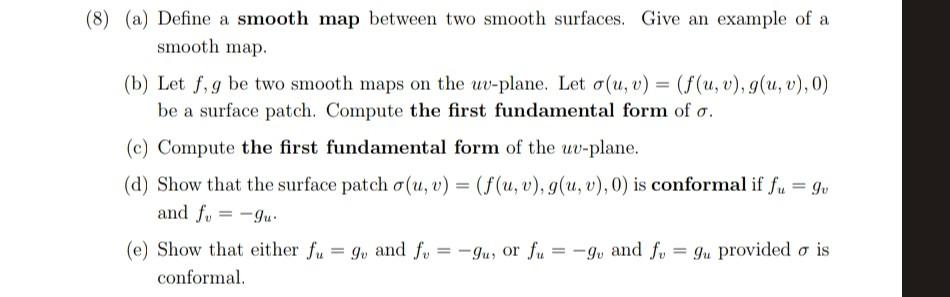 Solved (8) (a) Define a smooth map between two smooth | Chegg.com