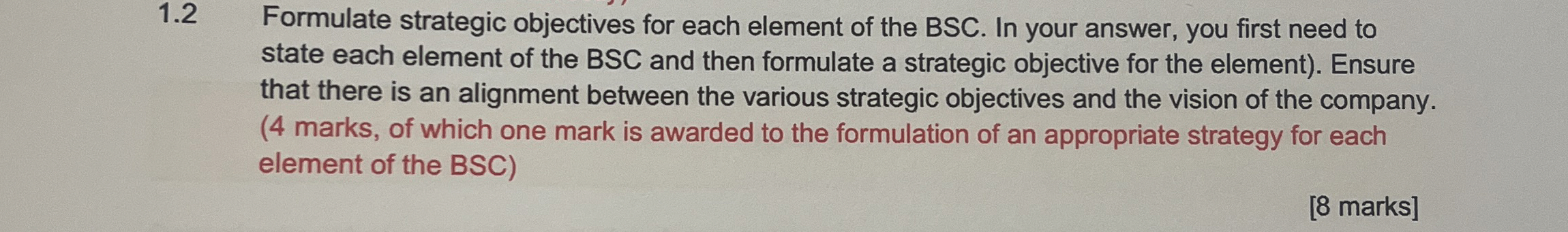 Solved 1.2 ﻿Formulate strategic objectives for each element | Chegg.com