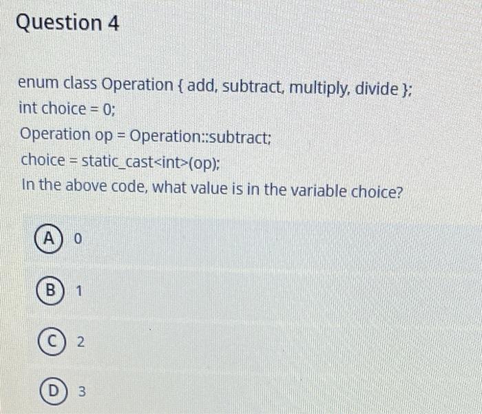 Solved Enum Class Operation Add Subtract Multiply 