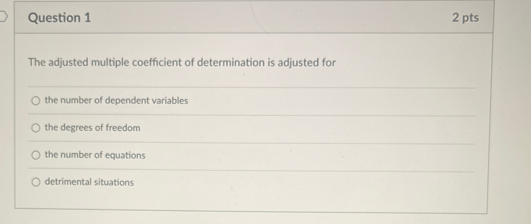 Solved Question 12 ﻿ptsThe adjusted multiple coefficient of | Chegg.com