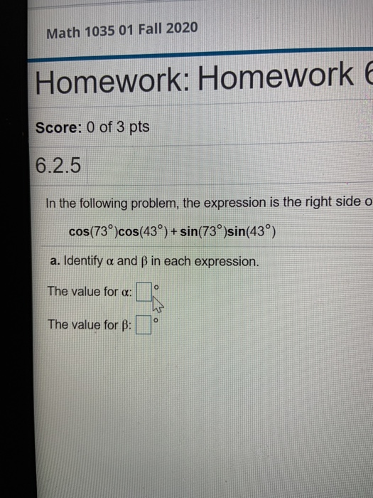 Solved Math 1035 01 Fall 2020 Homework: Homework E Score: 0 | Chegg.com