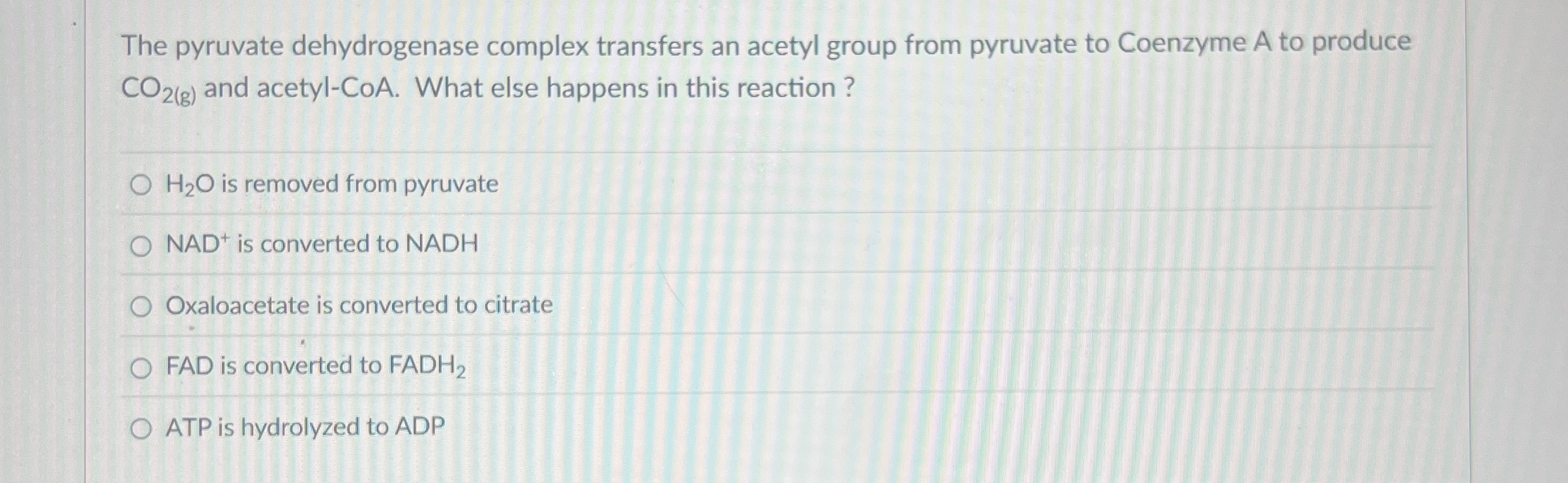 Solved The pyruvate dehydrogenase complex transfers an | Chegg.com