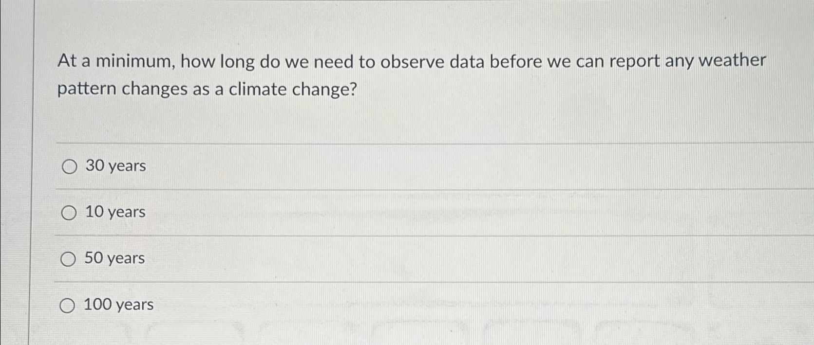 Solved At a minimum, how long do we need to observe data | Chegg.com
