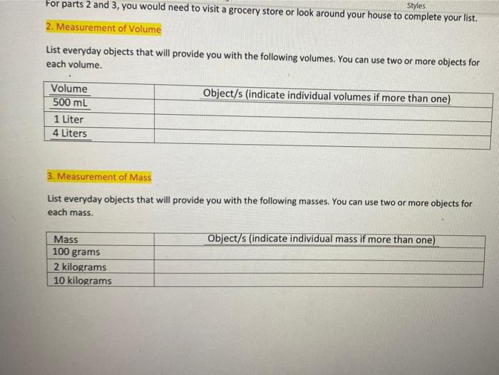 Solved Lab Measurements and SI Units Part A. Hands on | Chegg.com