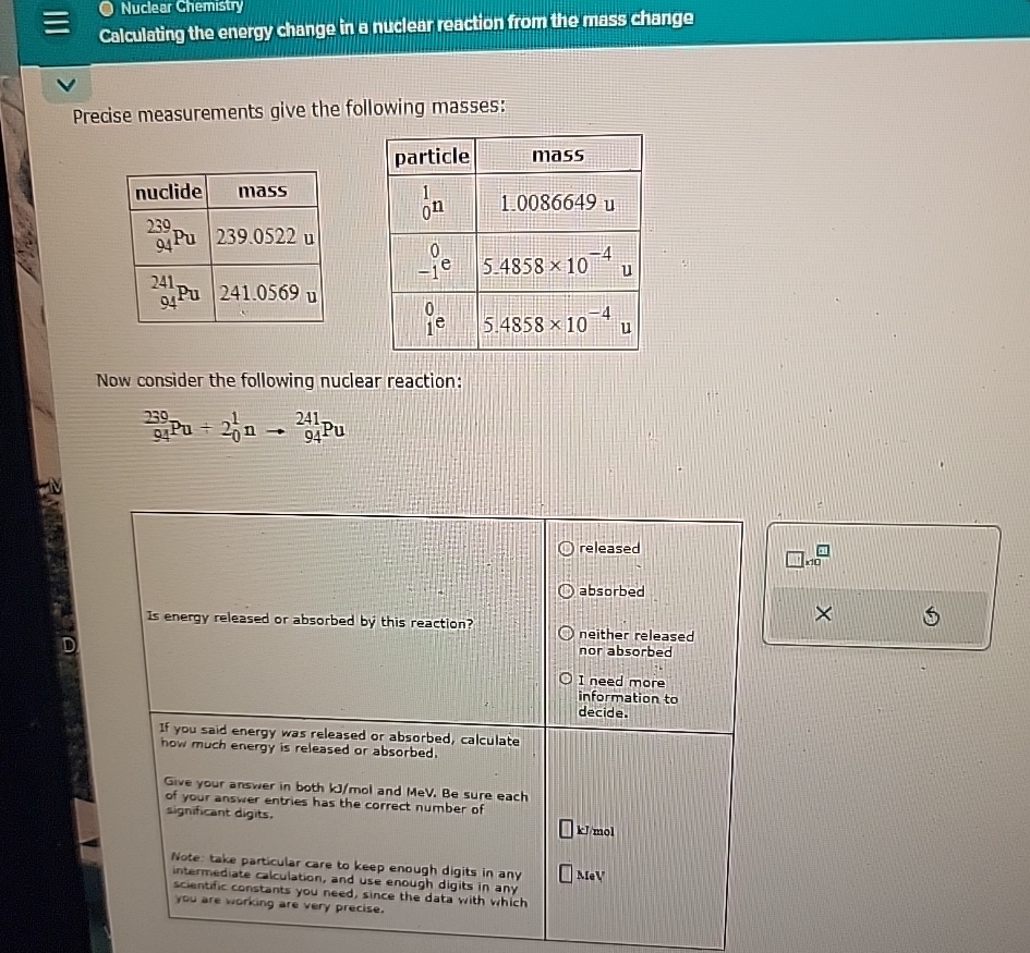 Nuclear ChemistryCalculating the energy change in a | Chegg.com