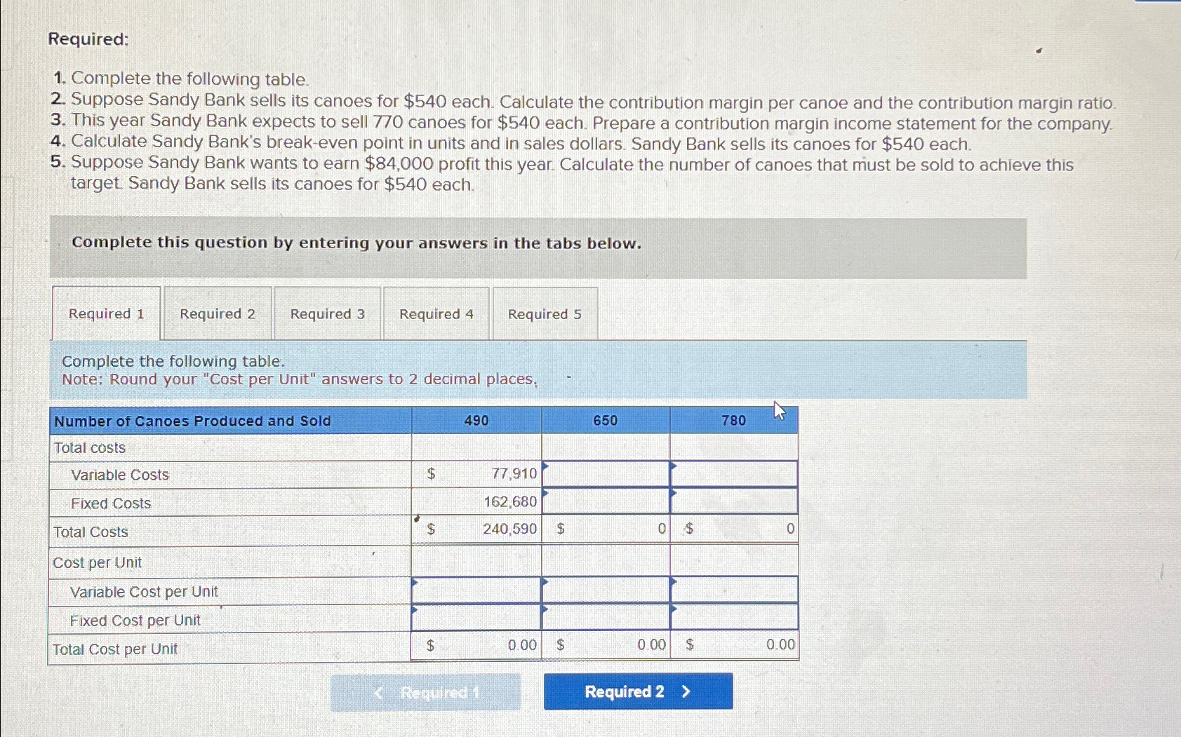 Solved Required:Complete the following table.Suppose Sandy | Chegg.com