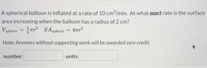 Solved A spherical balloon is inflated at a rate of 10 | Chegg.com