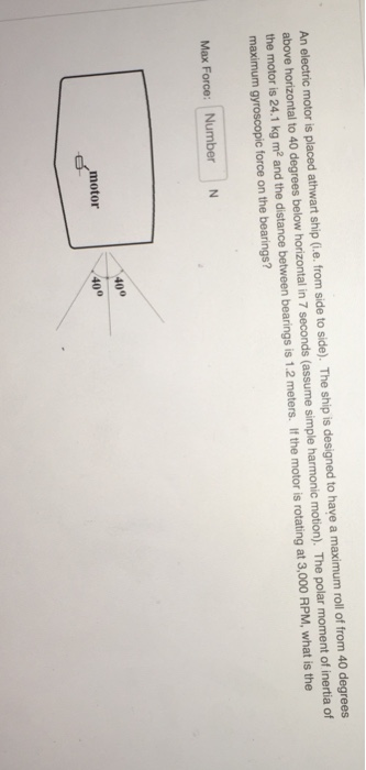 Solved An electric motor is placed athwart ship (i.e. from | Chegg.com