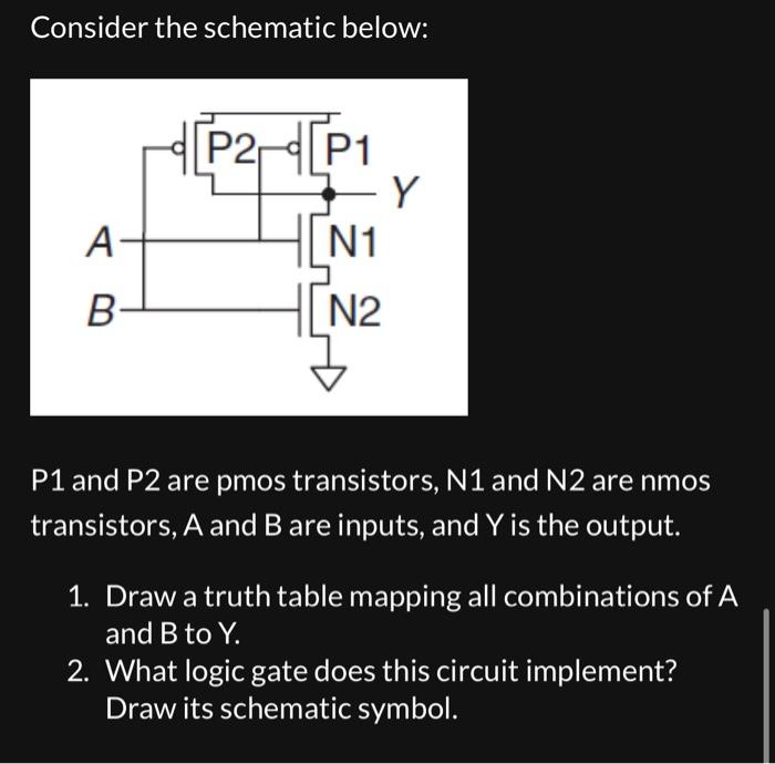 Solved Consider the schematic below: P1 and P2 are pmos | Chegg.com