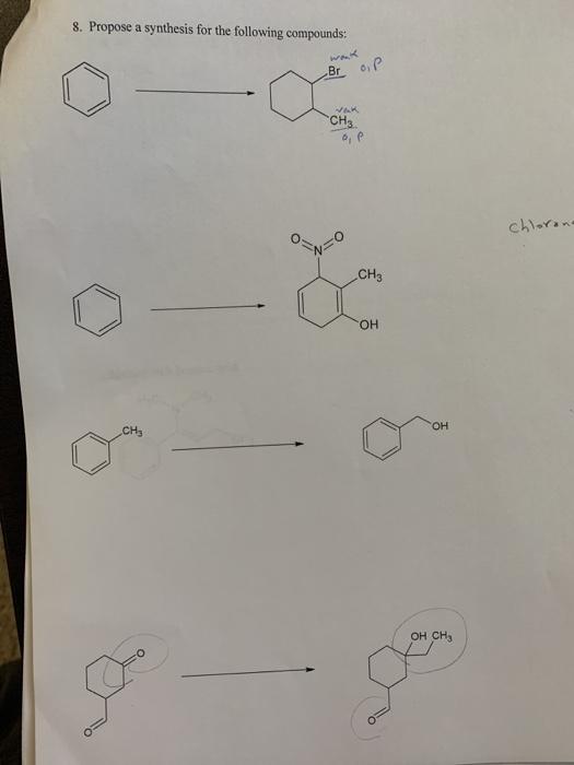 Solved 8. Propose a synthesis for the following compounds: | Chegg.com