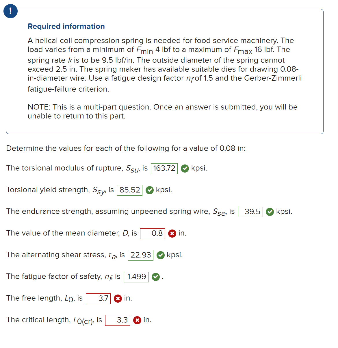 Solved Required informationA helical coil compression spring | Chegg.com