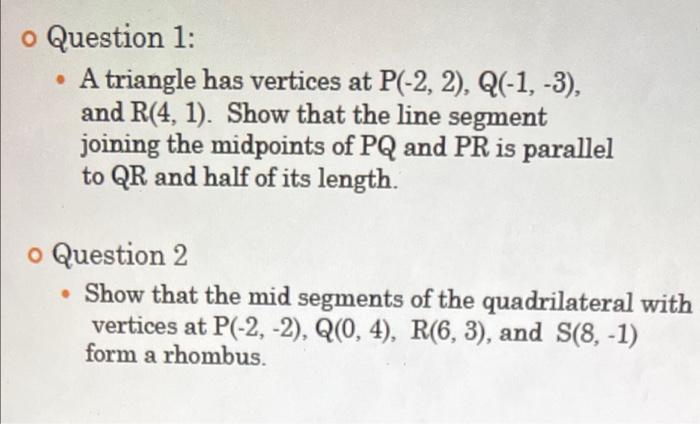 Solved Question 1: - A triangle has vertices at | Chegg.com