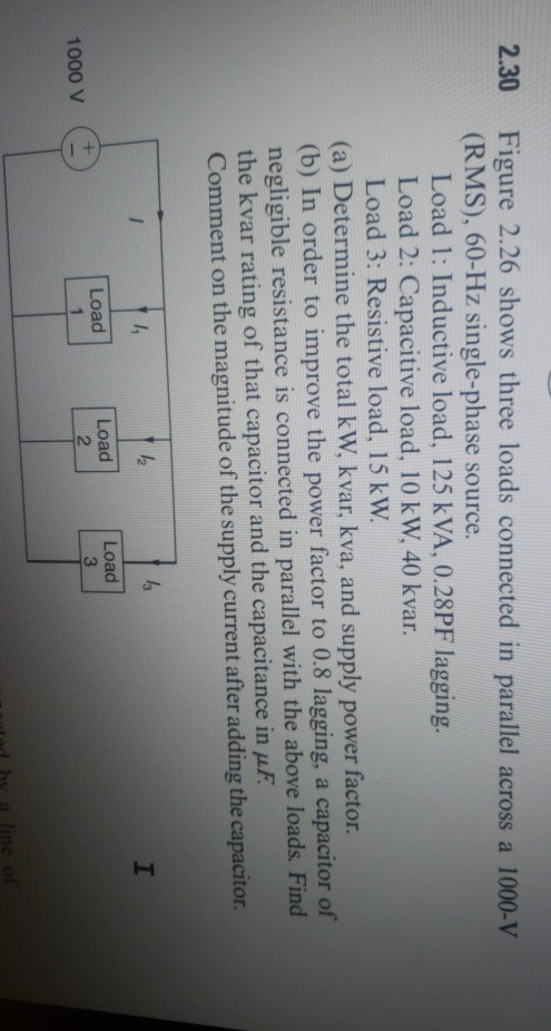 Solved 2.30 Figure 2.26 shows three loads connected in | Chegg.com
