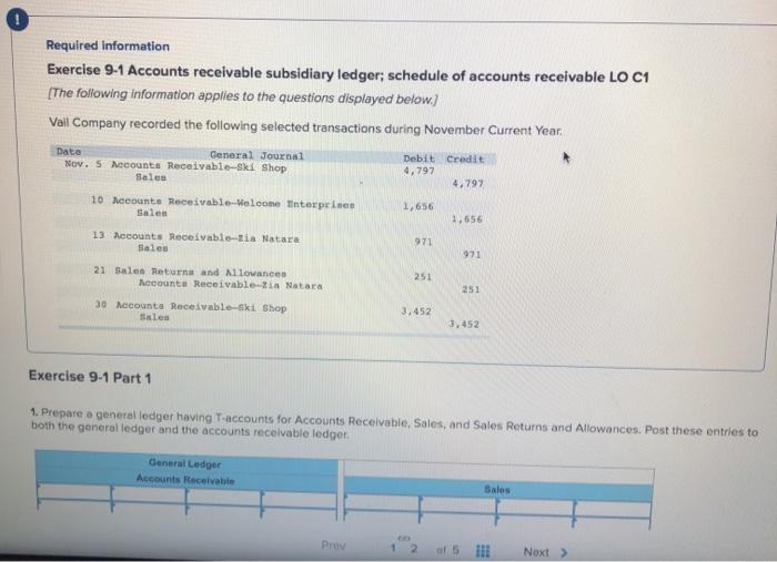 Solved Required Information Exercise 9-1 Accounts receivable | Chegg.com