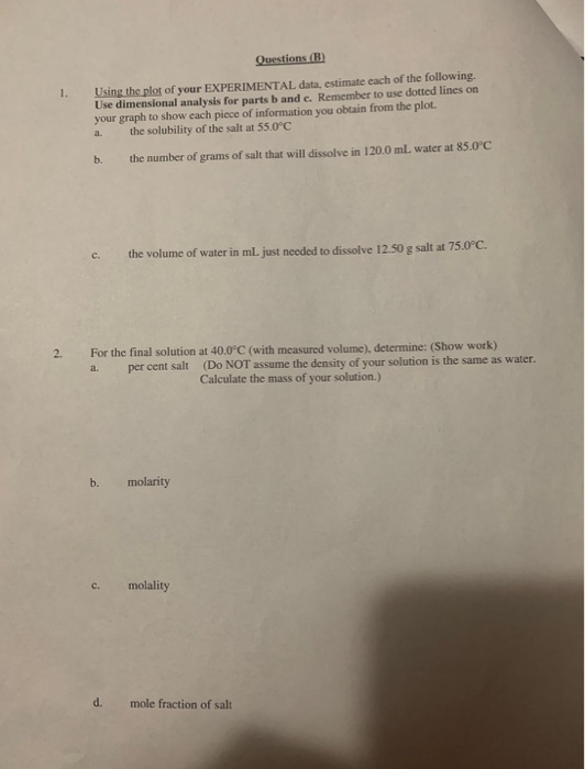 Name Chemistry 142 Lab Experiment 2: Solubility | Chegg.com