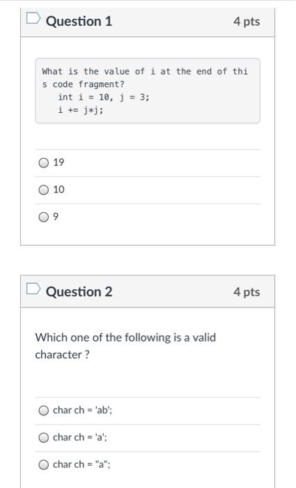Solved Question 1 4 pts What is the value of i at the end of | Chegg.com