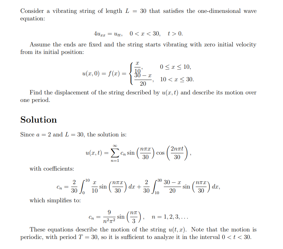 Solved Consider a vibrating string of ﻿length L=30 ﻿that | Chegg.com
