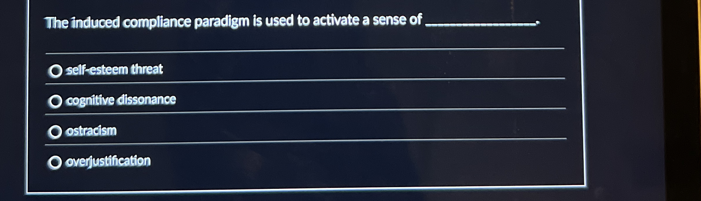 Solved The induced compliance paradigm is used to activate a | Chegg.com