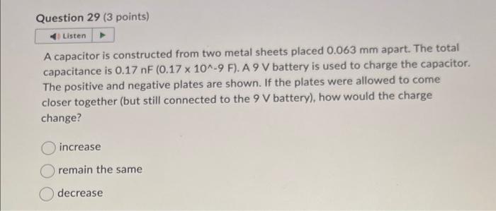 Solved A capacitor is constructed from two metal sheets | Chegg.com