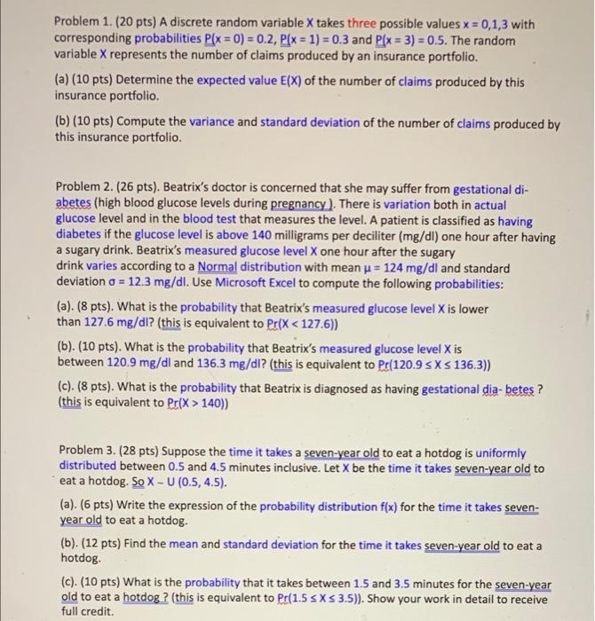 Solved Problem 1. (20 pts) A discrete random variable X | Chegg.com