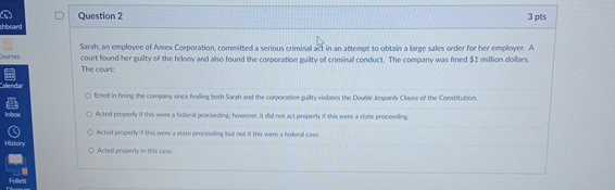 Solved Question 23 ptsSarah, as employee of Amex | Chegg.com Solved Question 23 ptsSarah, as employee of Amex | Chegg.com