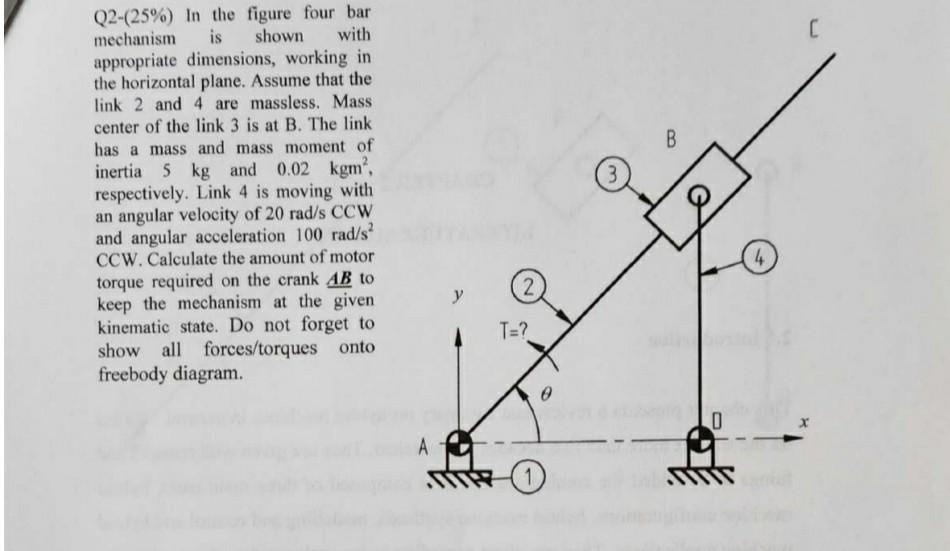 Q2- (25%) In the figure four bar mechanism is shown | Chegg.com