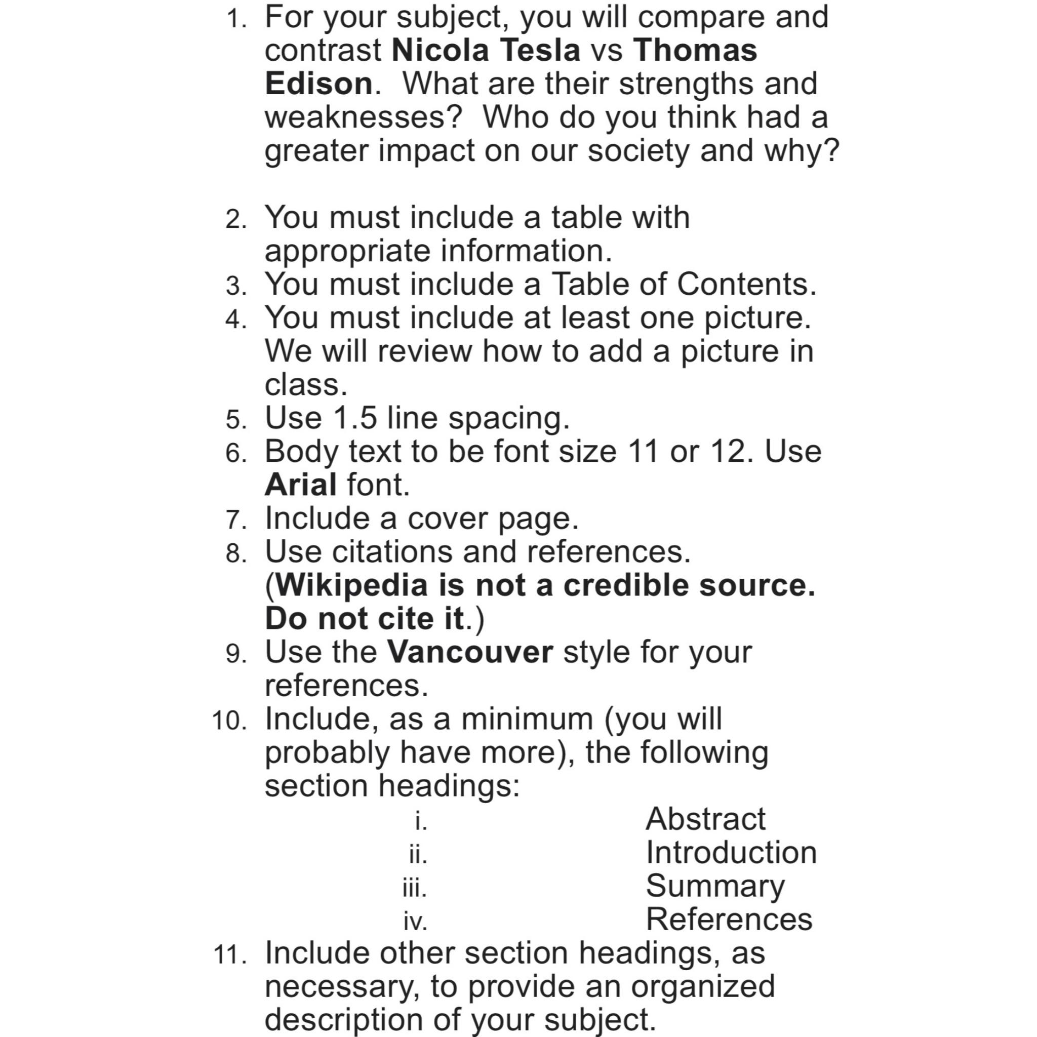 For your subject, you will compare and contrast | Chegg.com