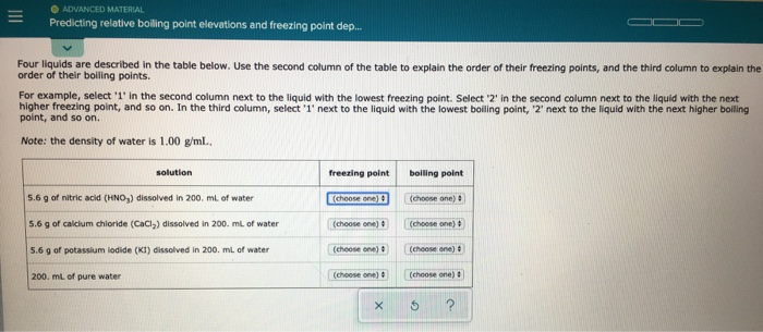 Solved O ADVANCED MATERIAL Predicting relative boiling point | Chegg.com