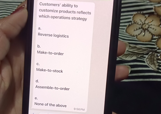 Solved Customers' ability to customize products reflects | Chegg.com