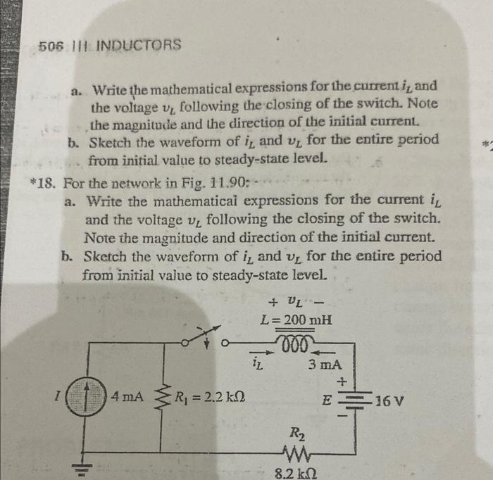 Solved a. Write the mathematical expressions for the current | Chegg.com