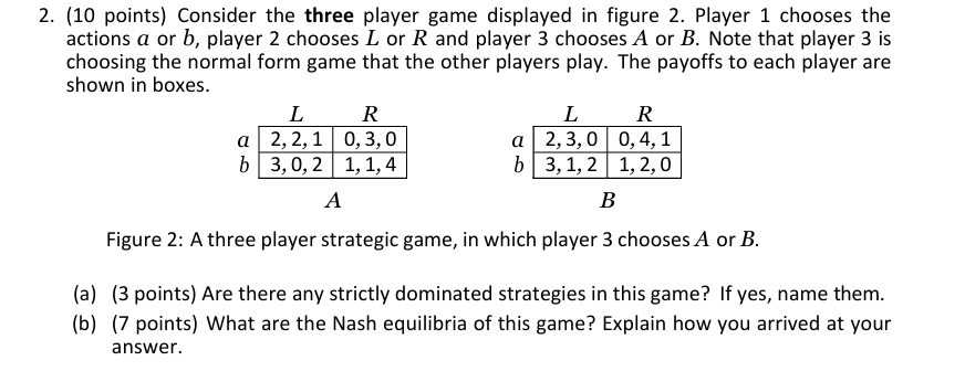 Solved (10 ﻿points) ﻿Consider the three player game | Chegg.com